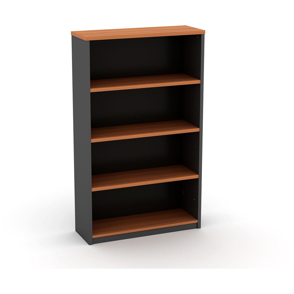 OM Bookcase 900W x 320D x 1500mmH 3 Shelf Cherry And Charcoal - Your ...