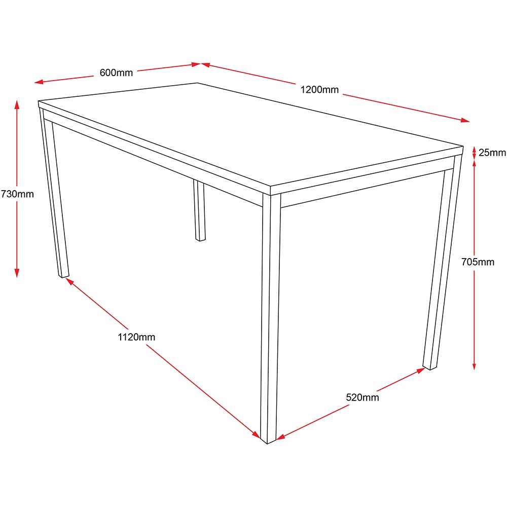 Rapidline Steel Frame Table 1200W x 600D x 730mmH Beech Top Black Frame ...