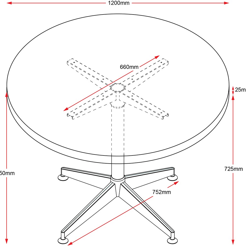Rapidline Typhoon Round Meeting Table 1200D x 730mmH Beech Top Black Base - Your Home for Office ...