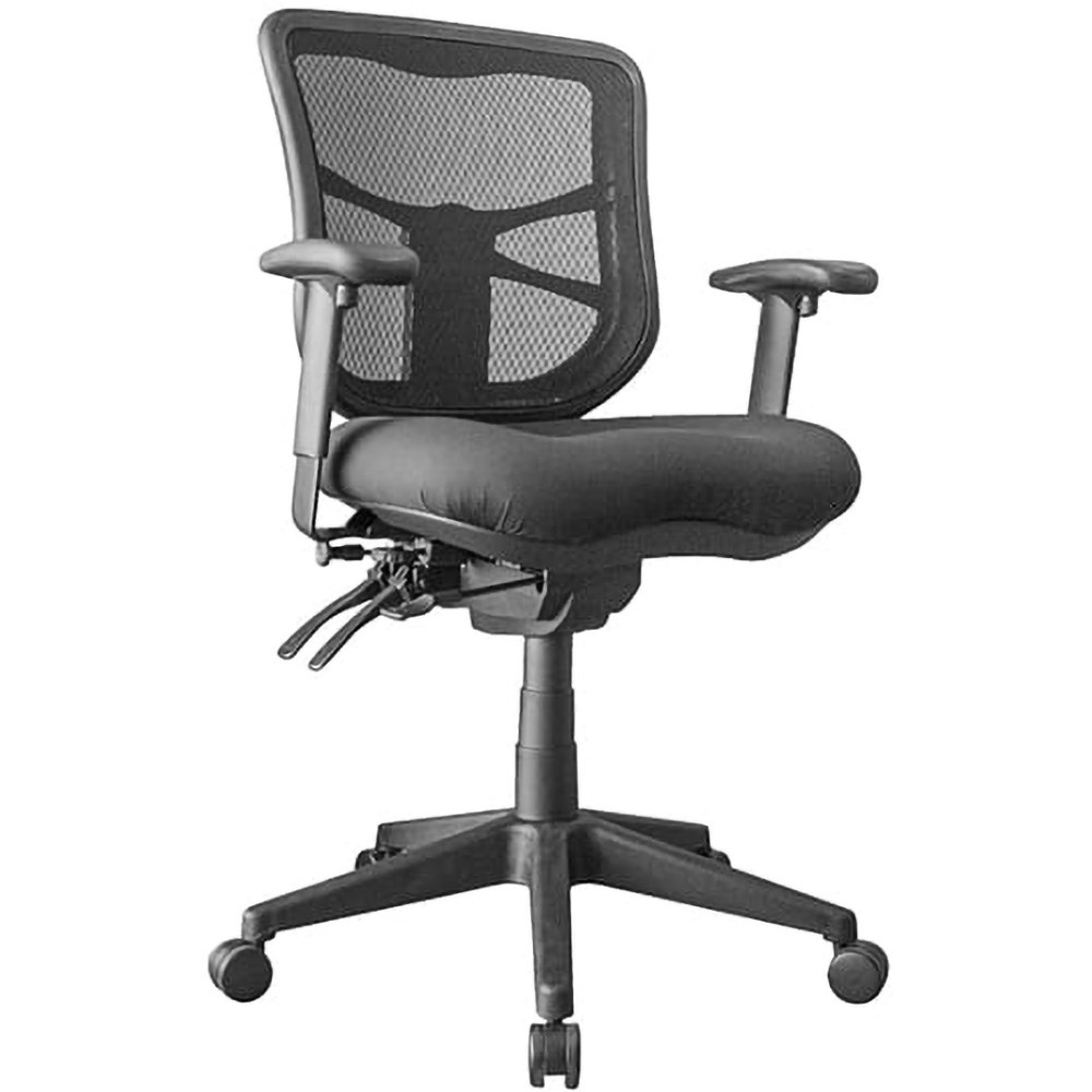 DAM Low Back 4 Lever Multi Shift Chair With Arms Mesh Back Black Fabric ...