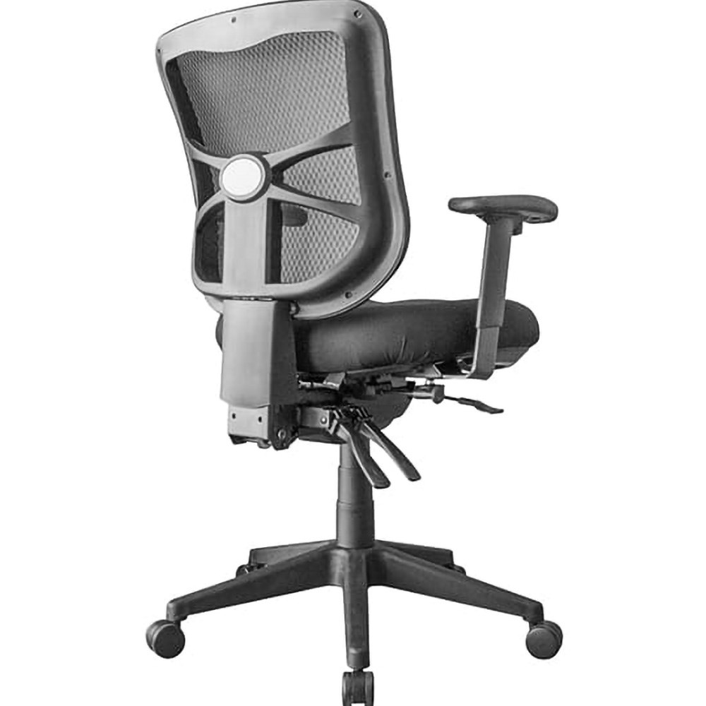 DAM Low Back 4 Lever Multi Shift Chair With Arms Mesh Back Black Fabric ...