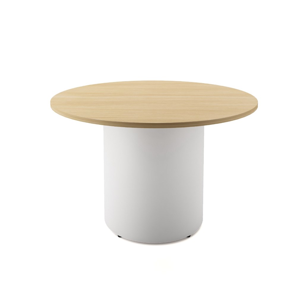 Rapidline Drum Round Meeting Table 1200D x 730mmH Oak Top White Base - Your Home for Office ...