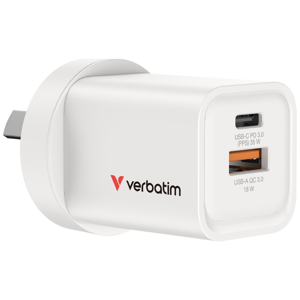 Verbatim GaN Dual USB A/C Charger 35W White - Your Home for Office ...