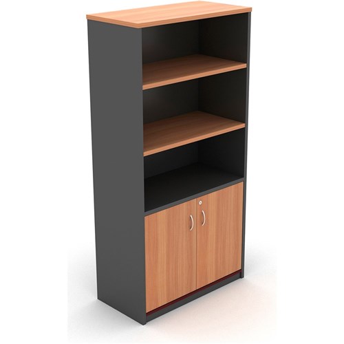 OM Half Door Storage Cupboard 900W x 450D x 1800mmH Cherry And Charcoal ...