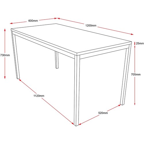 Rapidline Steel Frame Table 1200W x 600D x 730mmH Oak Top Black Frame ...